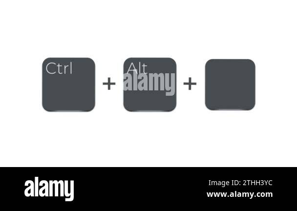 Ctrl Alt Del key icon. Clipart image isolated on white background. 4k ...