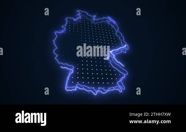 Neon Blue Germany Map Borders Outline Loop Background. Neon Blue ...