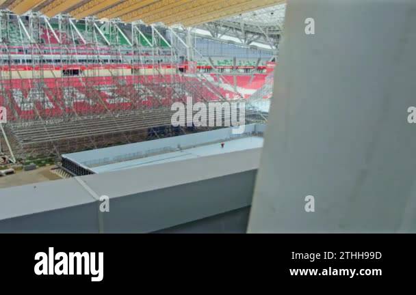 New sports stadium with swimming pool in process of construction. Large ...