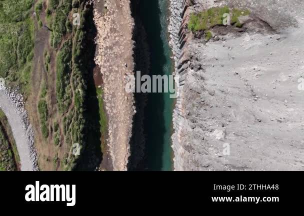 Overhead View Of Columnar Basalt Rock Formation With The Cascades In ...