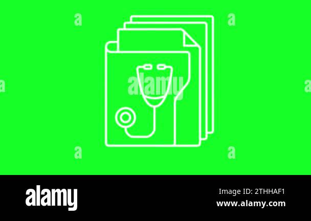 Animated med history white line icon. Medical record. Loop HD video ...