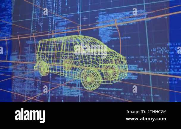 Animation Of Vehicle With Graphical User Interface Moving Against Programming Data And Grid