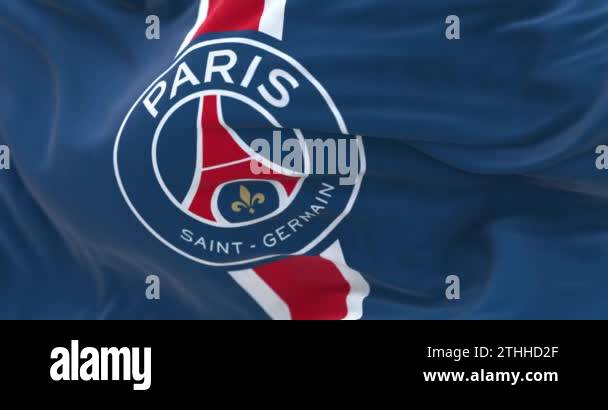 Paris, FR, march 2023: Paris Saint Germain football club flag waving ...