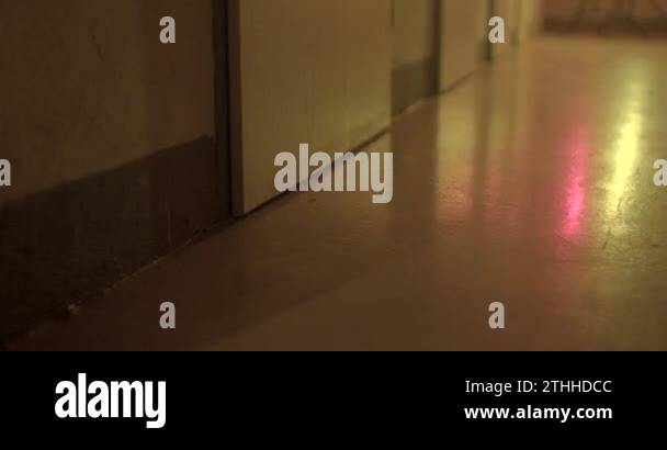 Peoples attention, special operation, scary corner corridor with many ...
