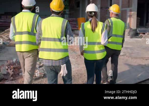 Team group of contractor and architect with foreman explaining about ...