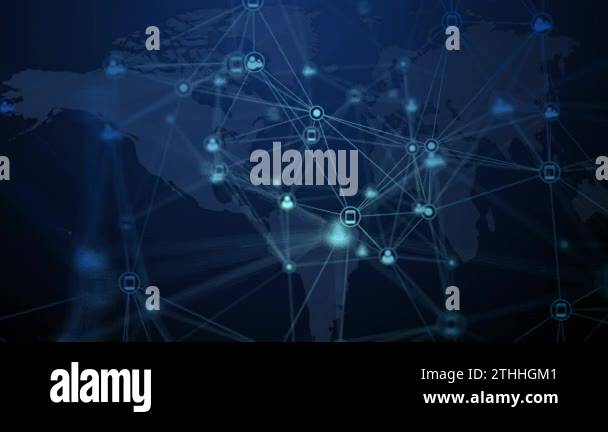 Chaotic movement of icons of Internet users and gadgets connected by ...