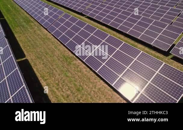 Solar panels aerial view. Modern photovoltaic electricity system ...