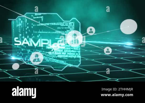 Animation Of Profile Icons Connecting Dots Data Processing On Digital Interface With Grids