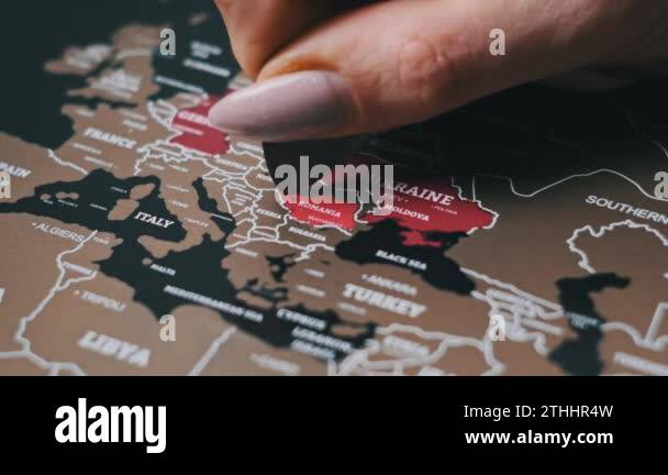 Scratching country of Romania on the Surface of Scratch World Map ...