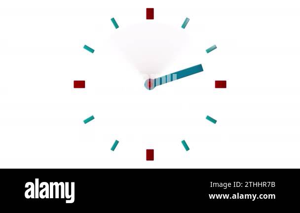 Animation blue wall clock. Animation 3D Timelapse. White background ...