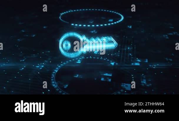 Cyber Security And Password Safety With Key Hologram Symbol Appears On A Digital Background