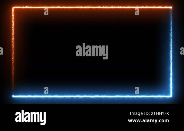 loop motion glowing futuristic laser neon shine frame border at night , sparkle fire rectangle ...