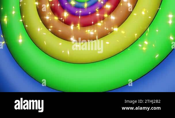 Animation of confetti over rainbow circles and colours moving on ...