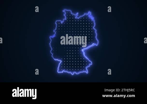Neon Blue Germany Map Borders Outline Loop Background. Neon Blue ...
