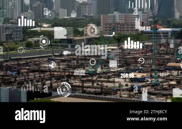 Construction technology concept with alteration graphic over ...