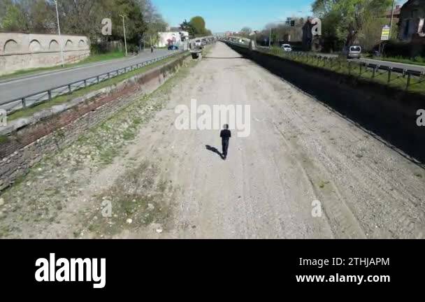 Italy , Milan 2023 - Drone aerial view of drought and aridity in ...