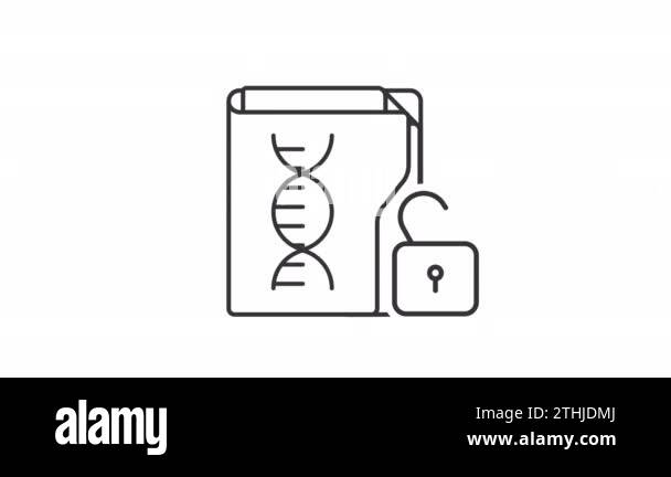 Animated genetic data linear icon. Heredity information protection. Data access. Seamless loop ...