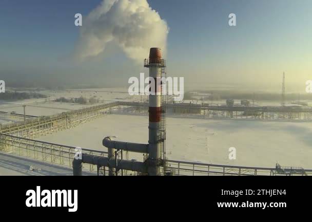 Smoke from tube chimney of coal, thermal burning power chemical ...