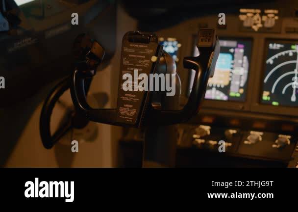 Airplane control panel with dashboard command and lever to fly aircraft ...