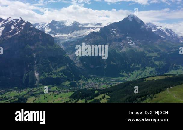 View of Grindelwald First. Popular tourist attraction cliff walk at the ...