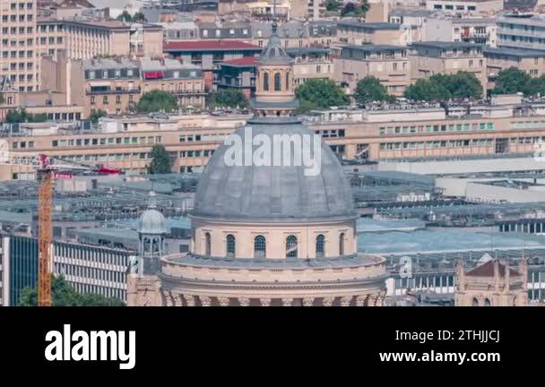 Top view of Paris skyline from above timelapse. Landmarks of european ...