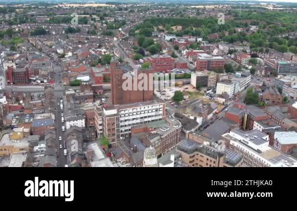 Luton City Centre and Local Buildings, High Angle Drone's View of Luton ...