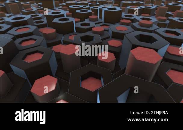 Animated Video Screensaver Abstract Computer Render 3d Simulation Pentagonal Valves And Stems 