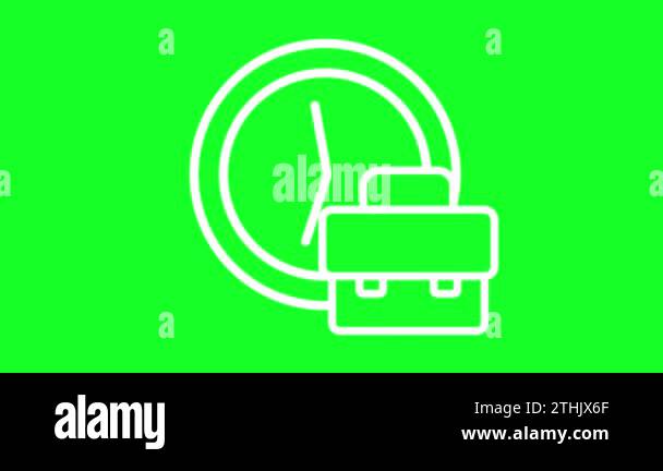 Animated work hours white line icon. Office working time. Loop HD video ...