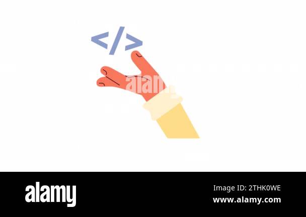 Animated Angle Brackets On Hand Coding Project Computer Programming 2d Cartoon Flat Character