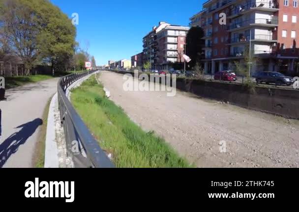 Italy , Milan 2023 - Drone aerial view of drought and aridity in ...