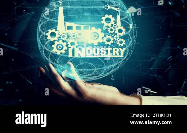 Futuristic industry 4.0 and inventive mechanized engineering concept ...