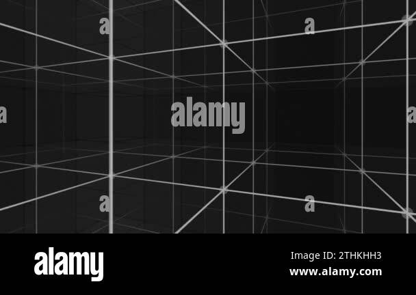 Camera rotating into a 3d grid infinite space. Digital cyberspace Data ...