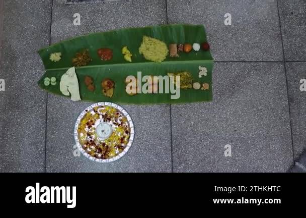 indian traditional mithila region food served at banana leaf at ...