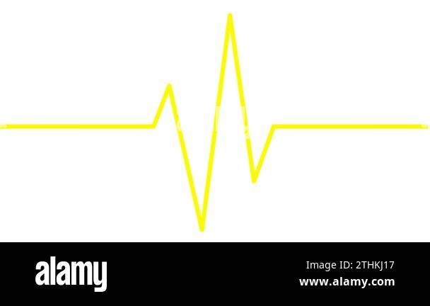 Animated yellow line of electrocardiogram. Linear symbol of pulsating ...