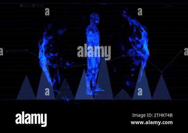 3d human body, futuristic medical scan with infographics animated data ...
