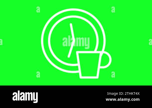Animated break white line icon. Coffee time. Time to take pause. Loop ...