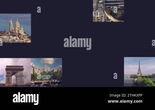 Multi Screen Collage of Paris time lapse and Aerial view, France ...