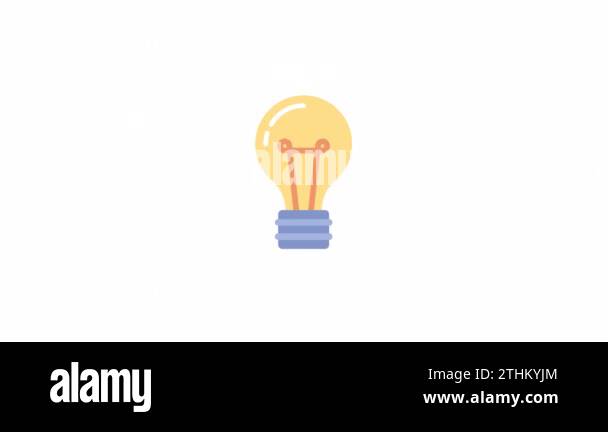 Animated light bulb. Brainstorming session. Electricity. Flat cartoon ...