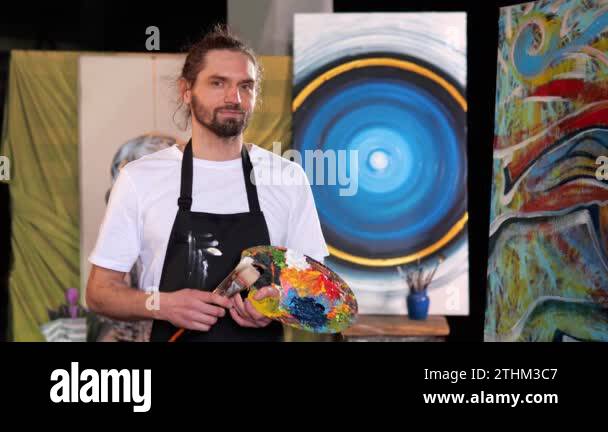 Charismatic Handsome Artist Professional Young Male Artist with Long ...