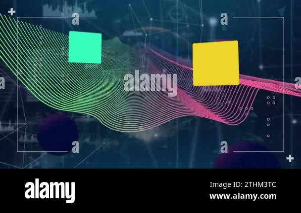 Animation Of Connecting Dots With Icons Circles And 3d Wireframe On Digital Interface Digital