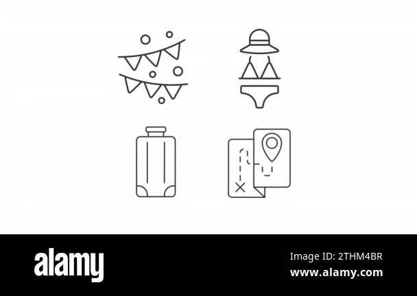 Planning beach party line animation. Festive event organization ... Planning beach party line animation. Festive event organization ...