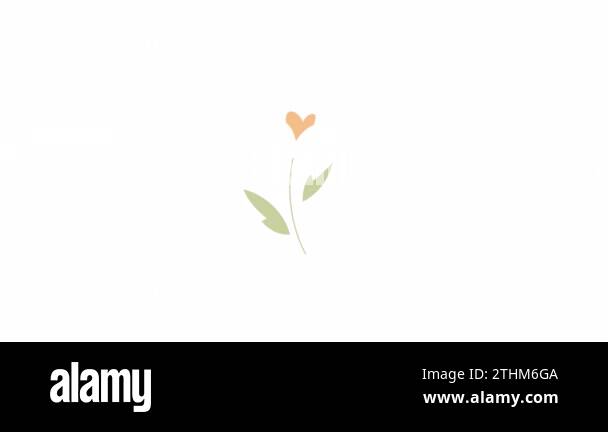 Animated waving heart shaped flower. Pretty wildflower swaying. Flat ...