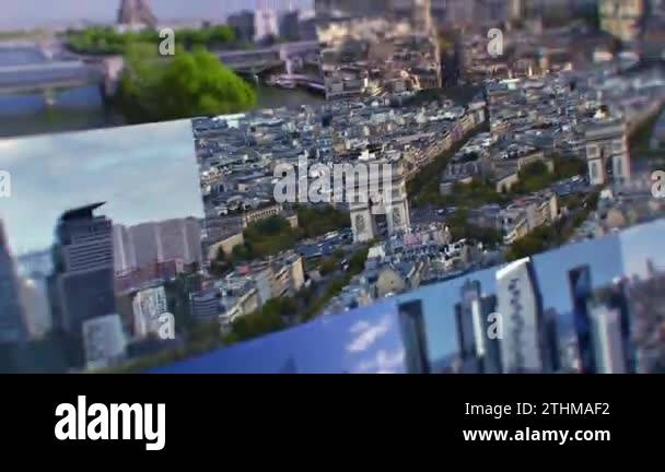 Multi Screen Collage of Paris time lapse and Aerial view, France ...