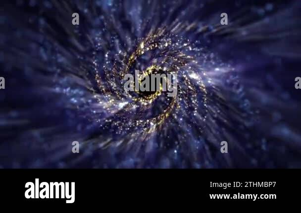 Outer Space sci-fi background. A spiral vortex of gold and blue galaxy ...