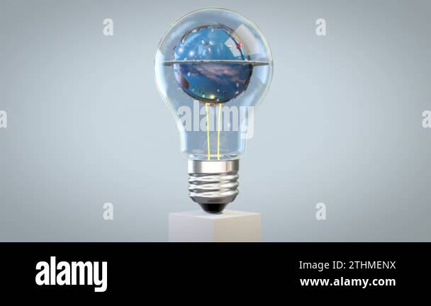 3D traffic Earth revolving inside of a classic lightbulb, loop, Luma ...