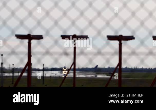 Copenhagen, Denmark A jet passenger airplane on the runway at Kastrup ...