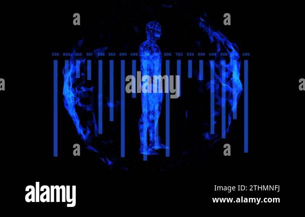 3d human body, futuristic medical scan with infographics animated data ...