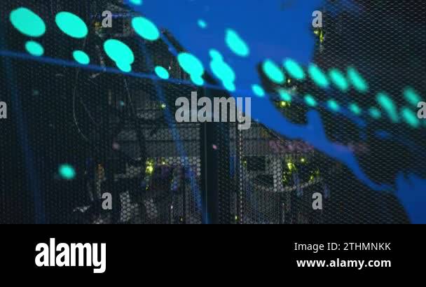 Animation of graph, changing numbers and computer language over server ...