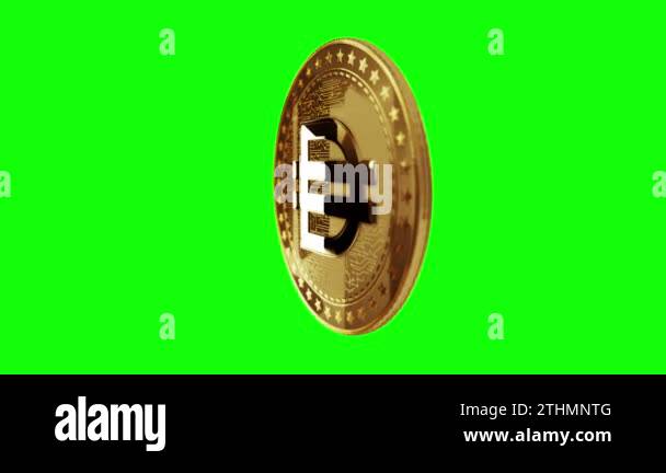 Dai ETH stablecoin cryptocurrency isolated gold coin on green screen ...