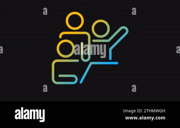 Animated collab dark gradient icon. Work together on project. Team ...